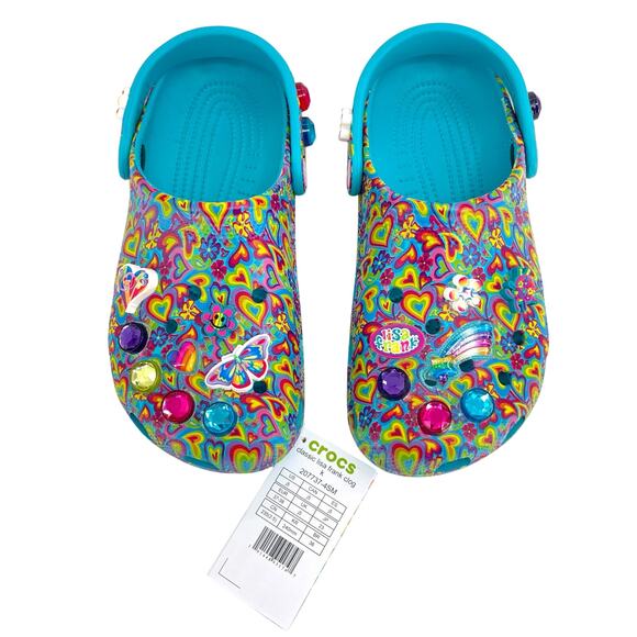 CROCS | Shoes | New Crocs X Lisa Frank Classic Rainbow Girly Charms 9s ...